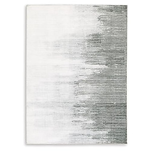 Signature Design by Ashley Milset Contemporary Indoor Washable Ombre Pattern 8 x 10 Rug with Non Slip Backing, White & Black