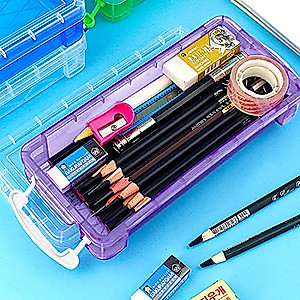 Pencil Box,6 Pack Large Capacity Pencil Box Stackable Plastic Pencil Box Cases Office Supplies Storage Organizer Box Brush Painting Pencils Storage Container Clear Stationery Case