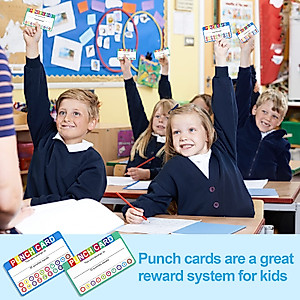 Punch Cards for Classroom, 240 Pack Kids Behavior Reward Punch Cards, , Incentive Punch Card for kids, Business, Students, Teachers, 2 Styles