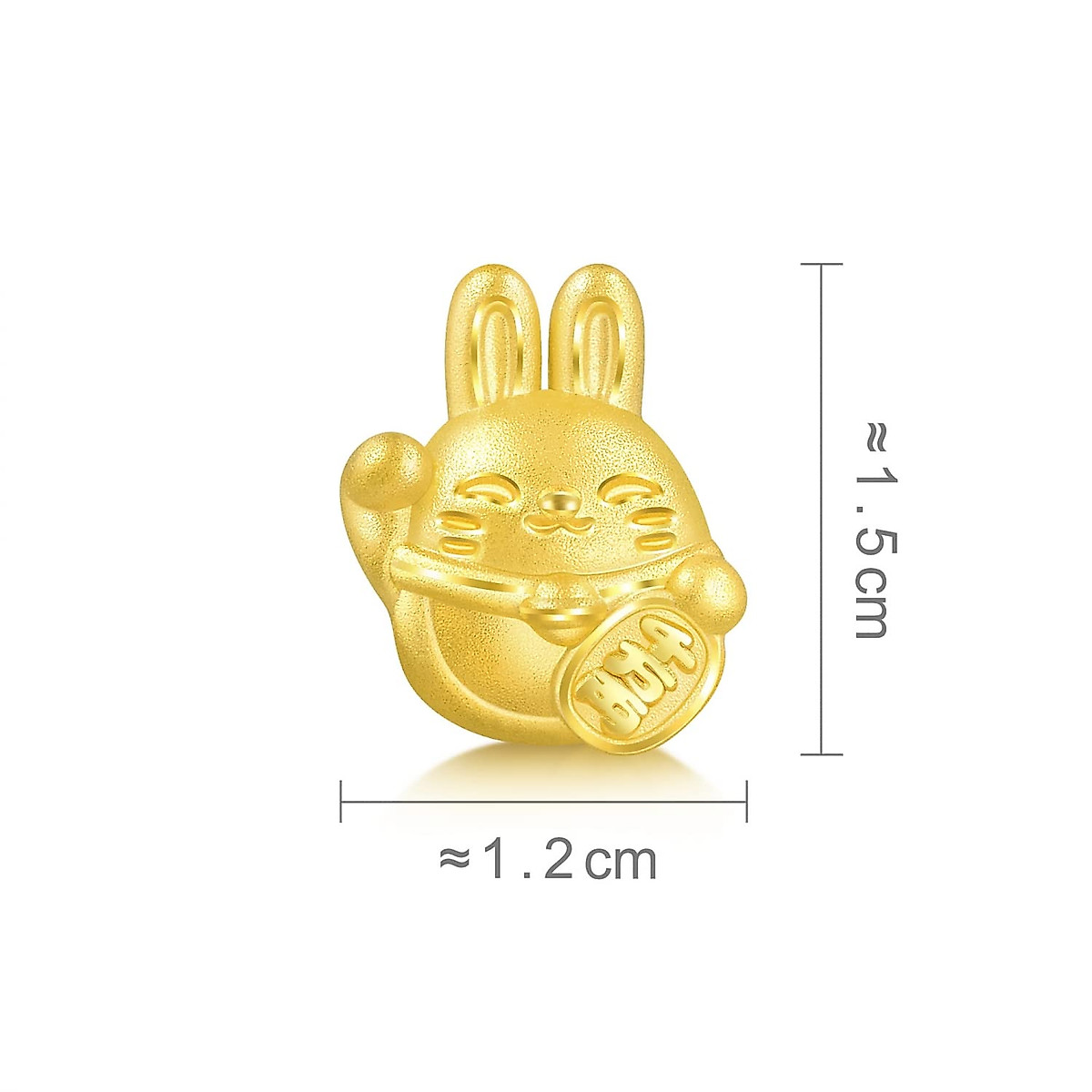 CHOW SANG SANG 999 24K Solid Gold Mini Charm Maneki Usagi Bunny Charm Bracelet for Women 93615C, 93615C-24GG-00