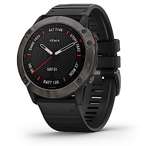 Garmin 010-02157-10 Fenix 6X Sapphire Multisport GPS Smartwatch Carbon Gray DLC Bundle with Premium 2 YR CPS Enhanced Protection Pack