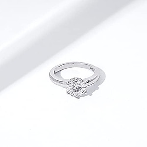 Amazon Essentials Platinum-Plated Sterling Silver Solitaire Ring set with Round Infinite Elements Cubic Zirconia (2 cttw), Size 6 (previously Amazon Collection)
