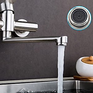 Kitchen Sink Faucet for Bar Farmhouse Commercial, Wall Mounted Hot Cold Kitchen Faucet, 2 Hole Stainless Steel Brushed Bath Tub Faucet with Long Pipe (Silver)