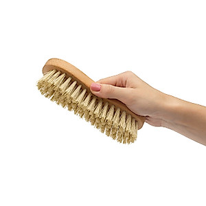 KONEX Nylon Fiber Economy Utility Cleaning Hand Brush, Heavy Duty Hand-Held Scrub Brush with Stiff Bristles, Wooden Body, Ideal Scrub Brushes for Cleaning and Scrub Brushes (Peanut Shaped)