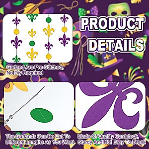 Gold Purple Green Paper Garland Mardi Gras Party Decorations Circle Dots Streamers Fat Tuesday Decor Supplies Mardi Gras Fleur De Lis Hanging Bunting Banner Carnival Party Hanging Garland 4 Pieces