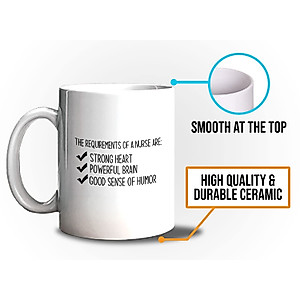 Bubble Hugs Nurse Coffee Mug 11oz White - The Requirements - Labor Clinical Certified Nursing Assistant Surgical Emergency Oncology Practitioner