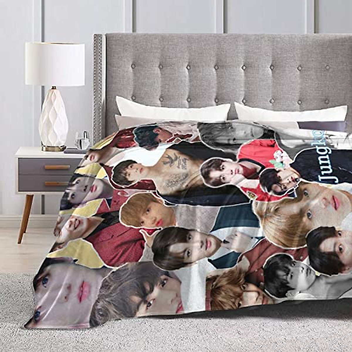 Blanket Jungkook Soft and Comfortable Warm Fleece Blanket for Sofa,Office Bed car Camp Couch Cozy Plush Throw Blankets Beach Blankets