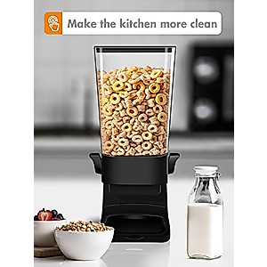 Conworld Cereal Dispenser Countertop, Large Capacity Rice Dispenser Cereal Container Storage, Not Easy to Crush Food, Dry Food Dispenser for Rice, Candy & Snack, Black (5.5 Qt)