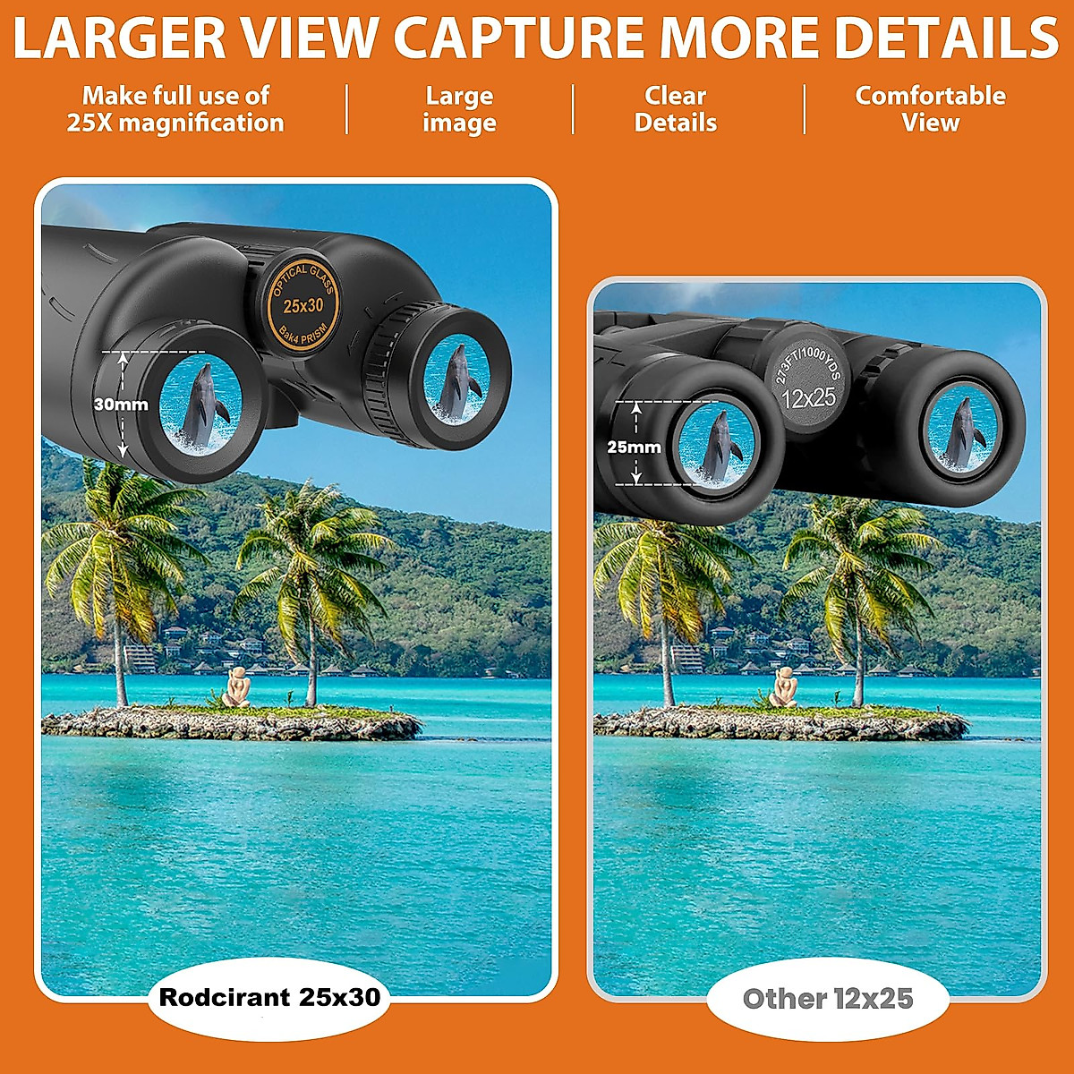 Binoculars 25x30 for Adults with Universal Phone Adapter, Tripod and Tripod Adapter,Large Eyepiece Easy Focus Compact and Waterproof Binoculars for Bird Watching,Hiking and Travel