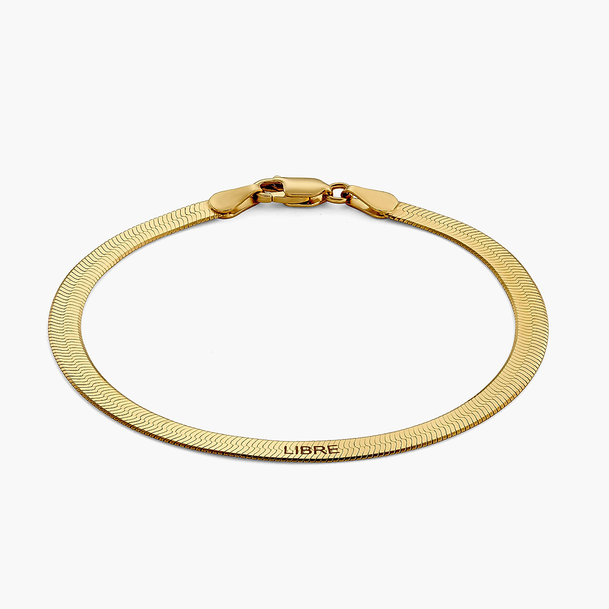 Oak & Luna - Personalized Slim & Wide Herringbone Bracelet with Custom Inscriptions - Designer Gift for Her, Women - Dainty Jewelry for Christmas, Mother's Day, Birthday (Wide Chain, 18k Gold Plated Sterling Silver)