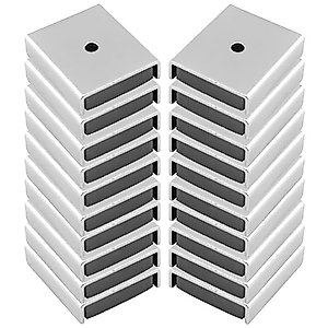 Master Magnetics Ceramic Latch Magnet Assemblies - Rectangular with Center Hole, Zinc Plated, 1" Length, 0.875" Width, 0..25" Height, 7 Pound Pull, Silver, Pack of 20, CA403CNX20