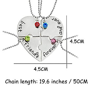 SIVITE Best Friends Forever and Ever Necklace with Crystal Broken Heart Charm Pendant Set Friendship Necklace