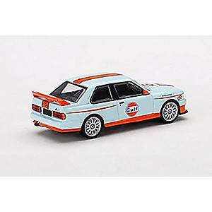 M3 E30 #10 ''Gulf Oil Light Blue with Orange Stripes 1/64 Diecast Model Car by True Scale Miniatures MGT00314, MGT00314-MJ
