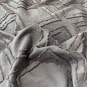 MorroMorn 5 PCS Boho Bedding Sets, Textured Duvet Cover Set, Tufted Comforter Covers, Diamond Jacquard Soft Breathable Neutral for Men Women Bed All Seasons (Grey, King/California King)