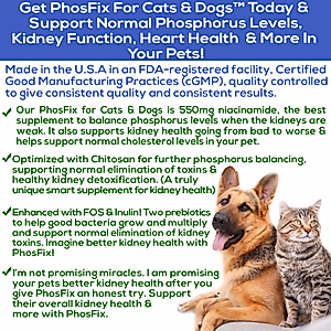 PhosFix for Cats & Dogs: Phosphorus Binder for Cats & Dogs to Support Normal Phosphorus Levels and Kidney Function, Chitosan for Restoring Kidney Health Naturally. A Special Renal Supplement