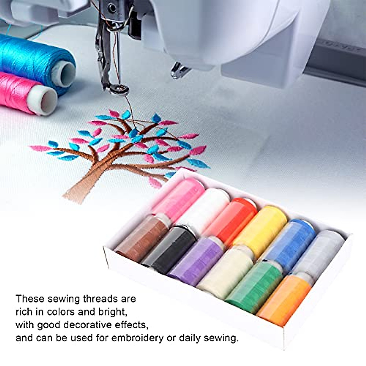 12Pcs Sewing Thread Set, Colorful Polyester Embroidery Tools Handmade DIY Knitting Supplies, Sewing Kit with Thread for Sewing - Essential DIY Sewing Supplies
