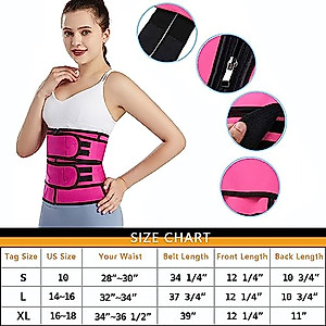 YUANGUNGUN Waist Trainer for Women Men,Adjustable Body Shaper,Waist Trimmer Cincher with Dual Belly Band for Weight Loss Slimming Sauna Sweat Belt Back Support for Fitness Workout Gym (Size S) Rose