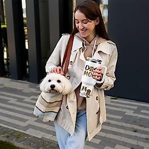 NIAXAUYT Dog Mom Gifts for Women Personalized Stainless Steel Tumbler Cup 40 oz, Funny Dog Mom Gift Ideas, Birthday Christmas Gifts for Dog Lovers/Owners, Cartoon Dog Mom Mug with Handle and Straw