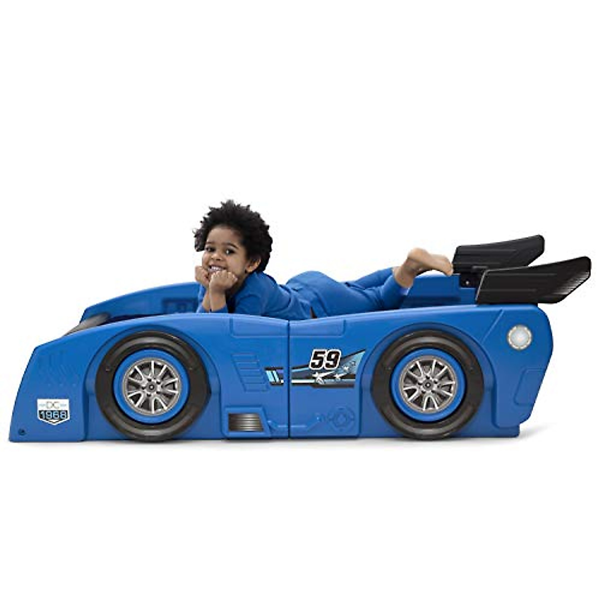 Delta Children Grand Prix Race Car Toddler & Twin Bed - Made in USA, Blue