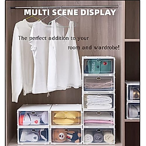 24pcs Shoe Storage Box Foldable Storage Plastic Clear Home Organizer Stackable Shoe Organizer Boxes, Clear Plastic Shoe Organizer for Closet, Easy Assembly Space Saving Foldable Shoe Holder Containers Bins