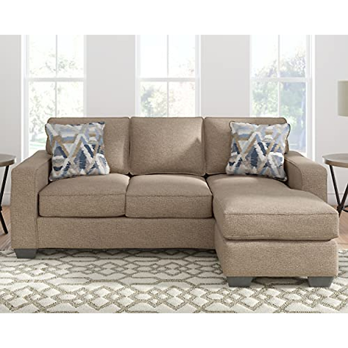Signature Design by Ashley Greaves Modern Sectional Sofa Couch with Convertible Chaise Lounge, Gray