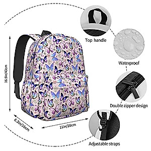 Nmbvcxz Butterfly Backpack for Women 17 inch Travel Casual Laptop Backpack Lightweight Waterproof Durable Hiking Daypack