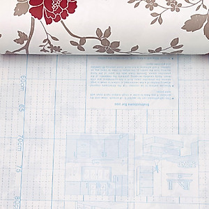 Yifely Red Peony Peel & Stick Shelf Liner Removable Furniture Protective Paper for Covering Media Storage TV Stand Closet 17.7 Inch by 13 Feet