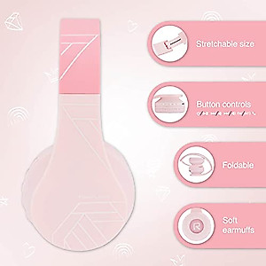 PowerLocus Bluetooth Headphones for Kids, Wireless Foldable Headphones Over Ear, Headphone with Microphone, 85DB Volume Limit, Wireless and Wired Headset with Micro SD, FM for Cellphones, Tablets, PC