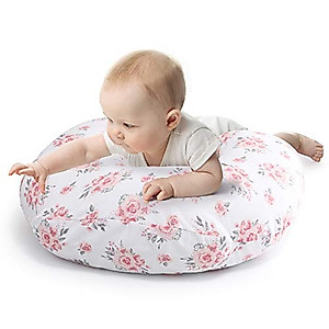 The Peanutshell Pink Floral Nursing Pillow for Breastfeeding | Pillow & Nursing Pillow Cover for Baby Girls