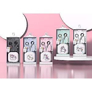 QearFun Unicorn Earbuds for Kids, Kawakii Wired Earbud & in-Ear Headphones Gift for School Girls and Boys with Microphone and Lovely Earphones Storage Case（Pink）