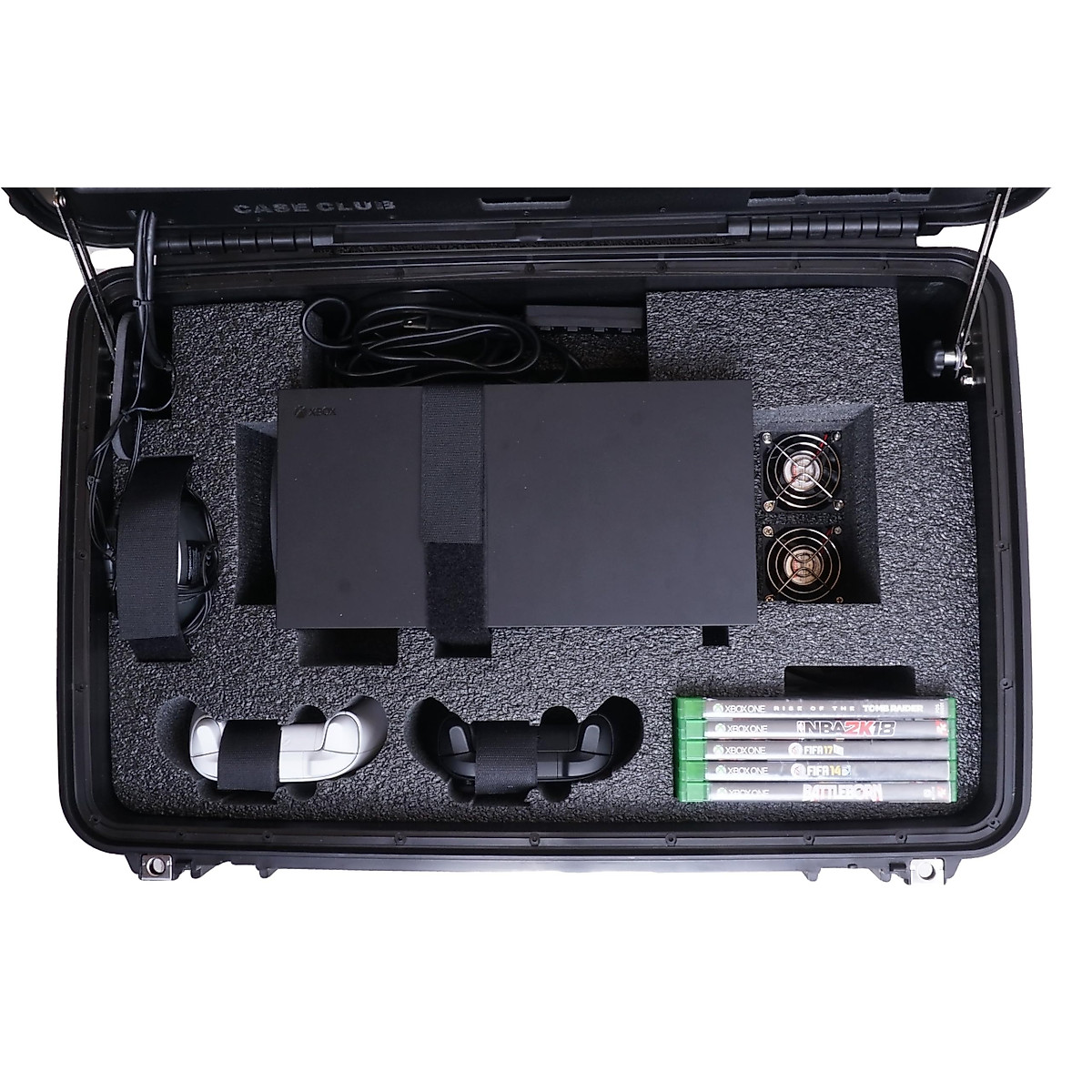 Case Club Pro Gaming Station to Fit Xbox Series X or S Console. Comes with Built-in 24" 1080p Monitor, Cooling Fans. Fits Console, Controllers, & Games, which are NOT Included 1MS / 144 Hertz