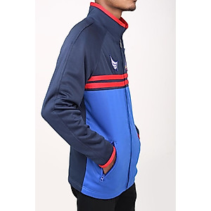Albino Fashion Mens Track Lightweight Football Coach Track Blue Polyester Jacket (US, Alpha, Large, Regular, Regular, Blue)