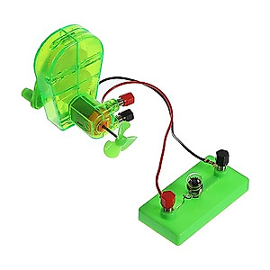 PATIKIL DIY Generator Motors Set, 2Pcs Mini Hand Generator Motor Kit with Bulb Lamp Holder Hand Cranked Power Generator Science for LED Light Bulb Windmill