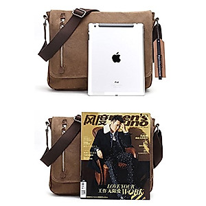 Small Messenger Bag for Men Women Casual Work Bag Canvas Satchel Bag Bookbag for School Traveling Camping