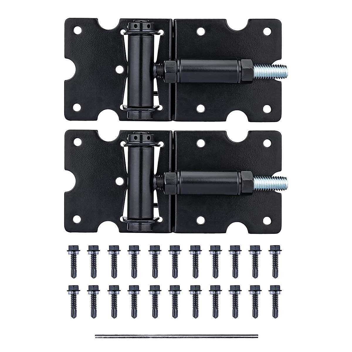 Bordersmover Self Closing Gate Hinges, Heavy Duty for Vinyl/Wood/Metal Fence, Pack of 2, with Slef-Tapping Screws and Adjuster Tool