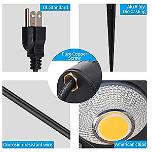 AOTSTIK Outdoor LED Spotlights 5W, 120V AC, 3000K Warm White, Outdoor Use, Metal Ground Stake, Flag Light, Outdoor Spotlight with Stake, UL Cord 3-ft with Plug, Pack of 2