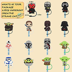 15 Pcs Straw Cover Cap for Stanley Cup, Silicone Straw Topper fit Stanley 30&40 Oz Tumbler with Handle, 8mm Reusable Drinking Straw Tip Covers for Stanley Star Tumbler Cups Accessories