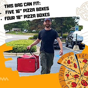FSE Insulated Pizza Food Delivery Bag Carrier, 18 Inch x 18 Inch x 13 Inch (Zipper Closure)