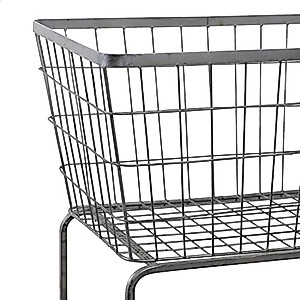 Deco 79 Metal Trapezoid Storage Cart with Wheels, 28" x 18" x 36", Gray
