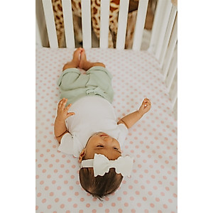 NODNAL CO. Pink Fitted Crib Sheet for Baby Mattress - Jersey Knit Cotton for Girl Nursery Bedding - Chevron, Polka Dot, and Stripe Crib/Toddler Sheets (Polka Dot)