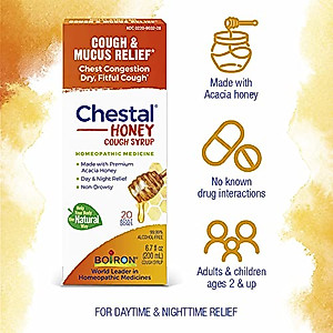 Boiron Chestal Honey Adult Cold and Cough Syrup for Nasal and Chest Congestion, Runny Nose, and Sore Throat Relief - 6.7 Fl oz