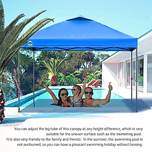 Crown Shades 10 x 10 Foot Adjustable Outdoor Instant Pop Up Tent Portable Waterproof Folding Camping Beach Shade Canopy Shelter with Carry Bag, Blue
