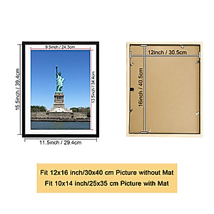 4 Pack 12x16 Picture Frame Wood Diamond Painting Frames 30x40cm Diamond Art Frame Display 10x14 in/ 25x35cm with Mat or 12x16 in/ 30x40 cm Without Mat Photo Gallery Frame Set for Wall Hanging - Black