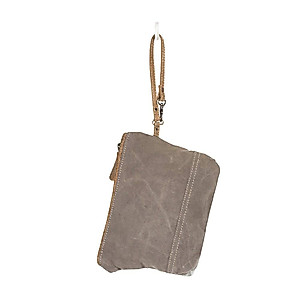 Myra Bag Blaze Upcycled Canvas & Leather Wristlet Pouch Bag S-1330