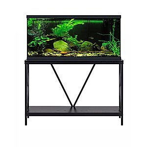 Aquatic Fundamentals 40/55 Gallon Metal/Wood, Aquarium Stand, Console Table, 48.25" L x 13" W, Black