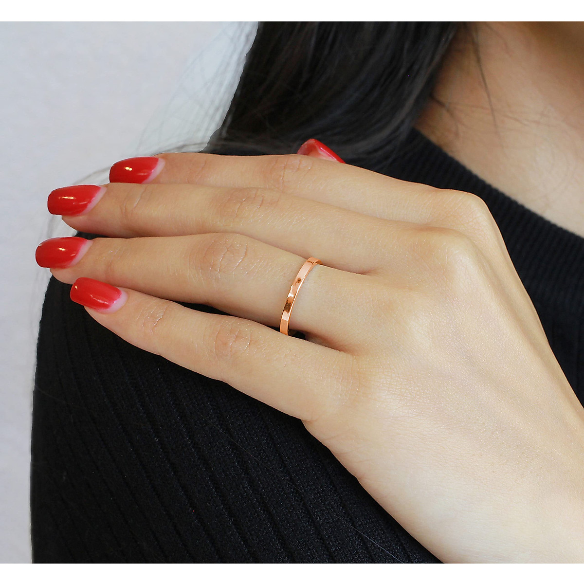 CloseoutWarehouse Rose Gold-Tone Plated Sterling Silver Flat Plain Bridal Band Ring 2MM Size 6