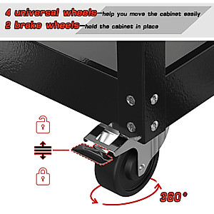 3-Tray Rolling Tool Cart,330 LBS Capacity Utility Tool Cart on Wheels with Lockable Drawers, 3 Tier Utility Tool Organizer Cart for Garage, Warehouse, Workshop & Repair Shop