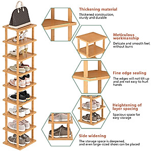 ACCSTORE 9 Tiers Shoe Rack，Vertical Narrowness Shoe Shelf ，Storage Rack，Rugged Pergola，Space Saving，Tall Narrow Shoe Rack for Hallway and Corner.