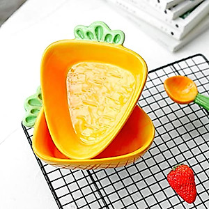 BESTonZON Easter Fruit Bowl Ceramic Candy Dish Carrot Shape Bowl Easter Salad Bowl Appetizer Plates Snack Nut Bowl Dessert Bowl Yogurt Bowl Serving Plate for Easter Spring Party Decor