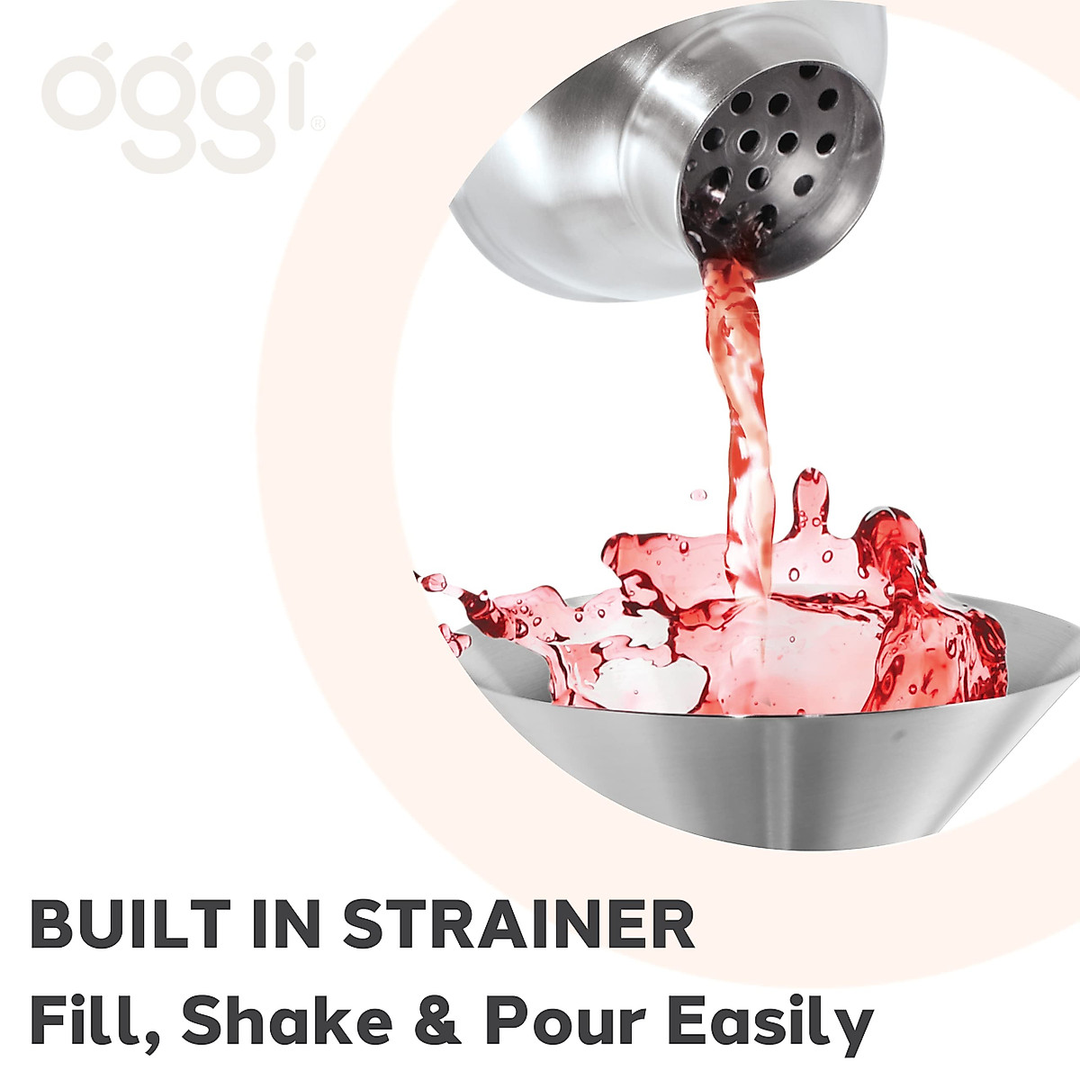 OGGI Classic Cocktail Shaker Copper - 26 oz, Stainless Steel Construction, Built in Strainer - Ideal Home Bar Drink Mixer, Bartender Kit, Essential Bar Accessories